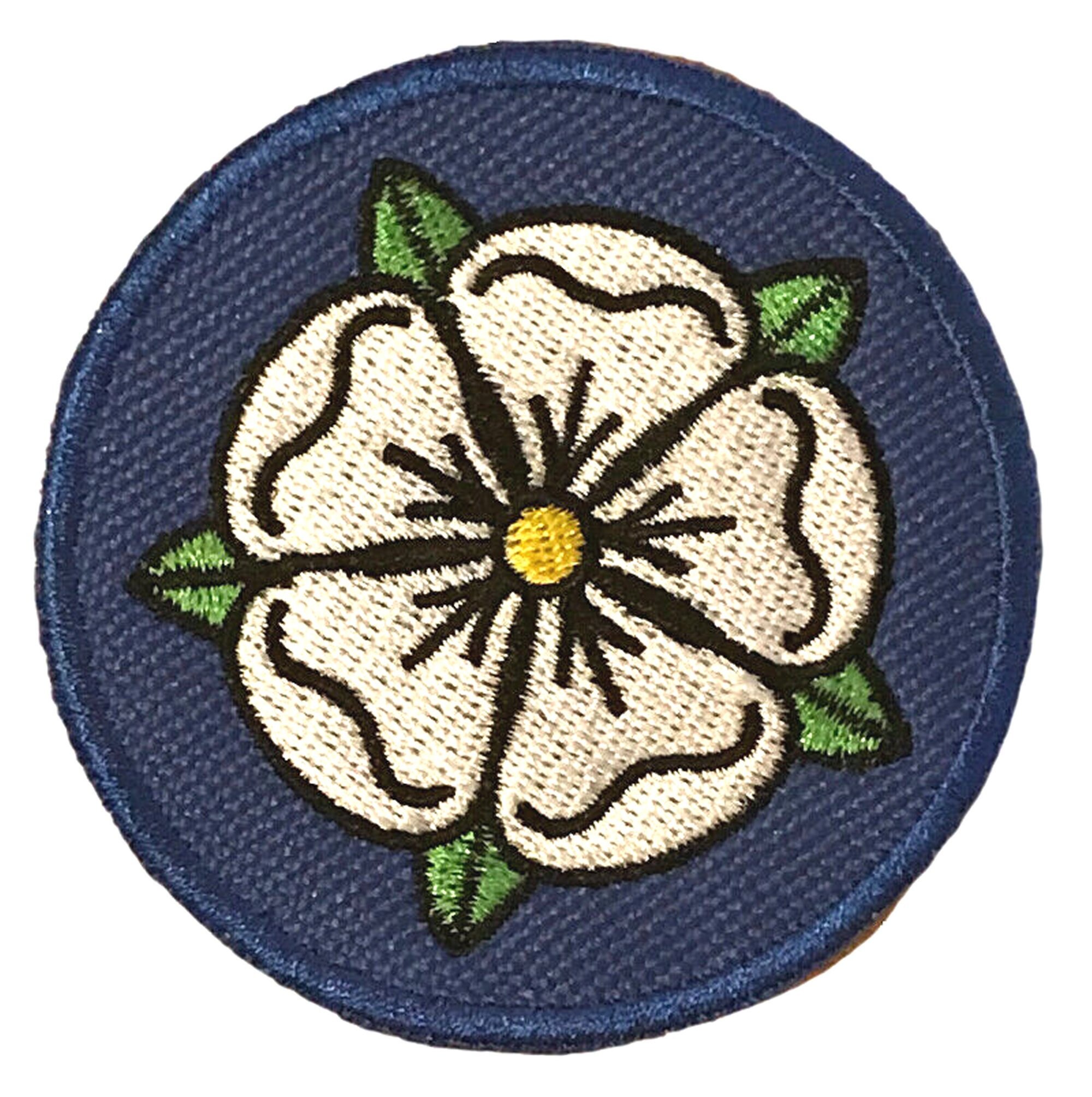Small Yorkshire County White Rose Round Embroidered Sew or Iron on ...