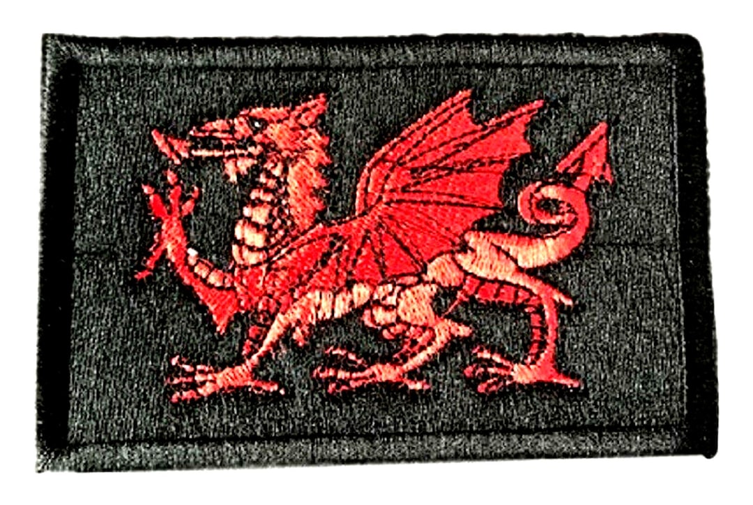 Black Wales Welsh Dragon Flag Embroidered Sew / Iron on Patch Badge (A ...