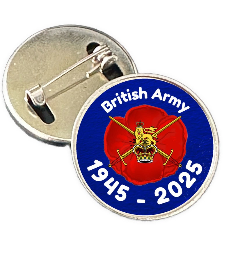 British Army 80 Years WWII 1945 2025 25mm Silver Metal Lapel Pin Badge ...