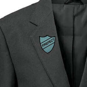 School Prefect Small Lapel Sized 35mm X 40mm Light Blue Embroidered ...