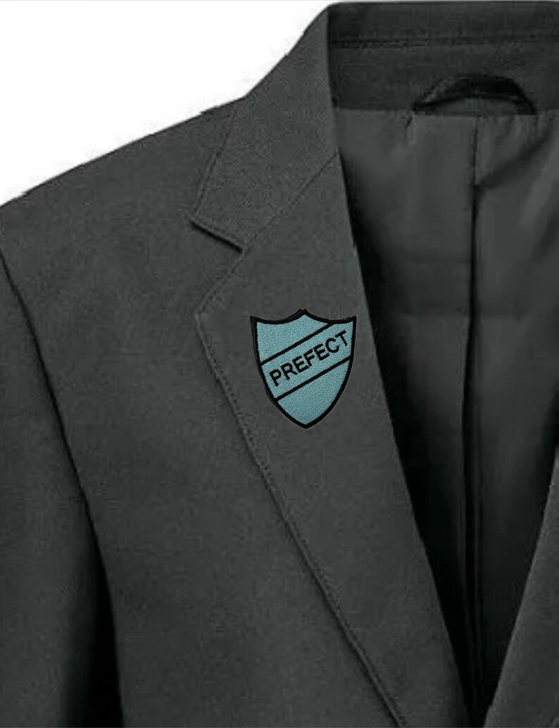 School Prefect Small Lapel Sized 35mm X 40mm Light Blue Embroidered ...