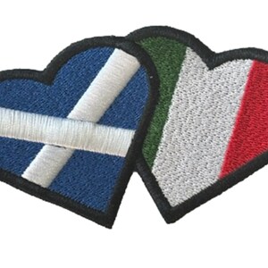 Scotland Saltire Flag and Italy Flag Heart Friendship Sew / Iron on ...