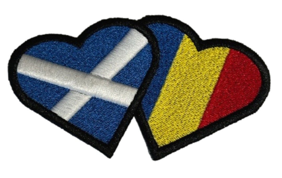 Scotland Saltire Flag and Romania Flag Heart Friendship Sew / Iron on ...