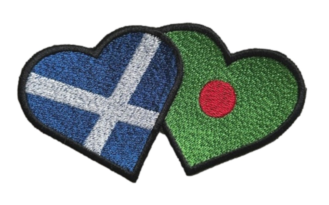 Scotland Saltire Flag and Bangladesh Flag Heart Friendship Sew / Iron ...