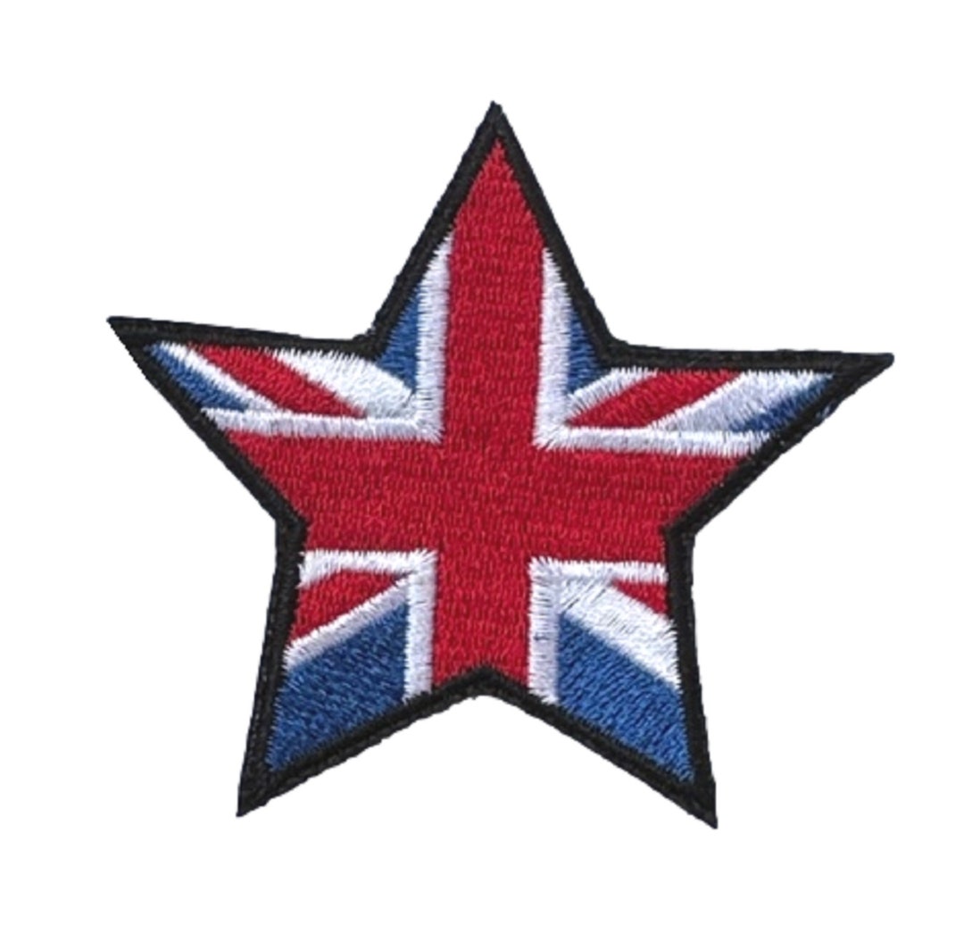 Union Jack Flag Star Shaped Fully Embroidered Sew / Iron on Patch Badge ...