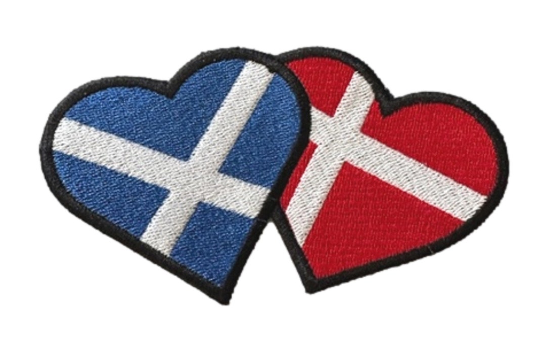 Scotland Saltire Flag and Denmark Flag Heart Friendship Sew / Iron on ...