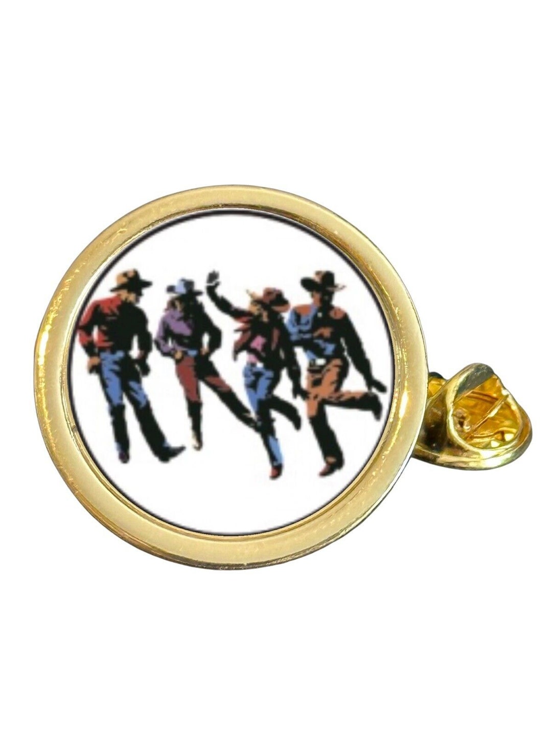 Line Dancing Gold Plated Domed Lapel Pin Badge in Bag - Etsy Australia