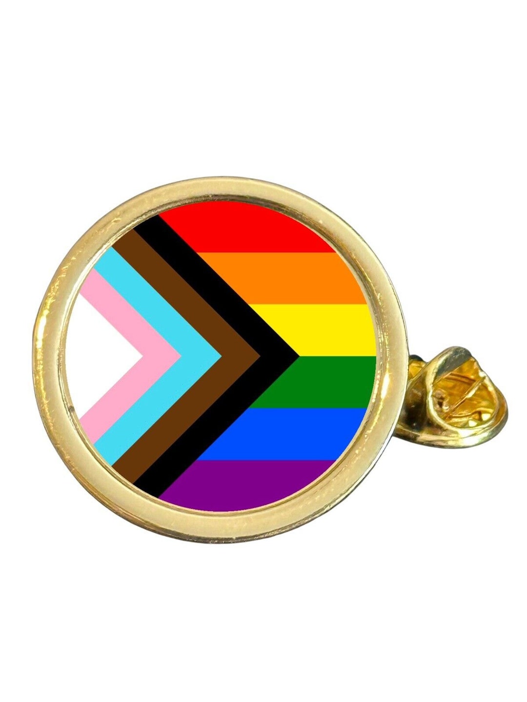 Progressive Pride LGBTQ+ Pride Gold Plated Domed Lapel Pin Badge in Bag ...