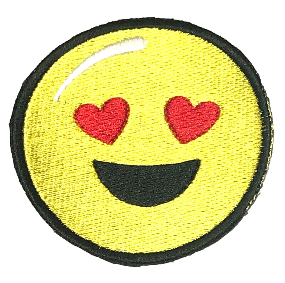 Love Heart Eyes Emotional Face Emoticon Embroidered Sew or Iron on ...
