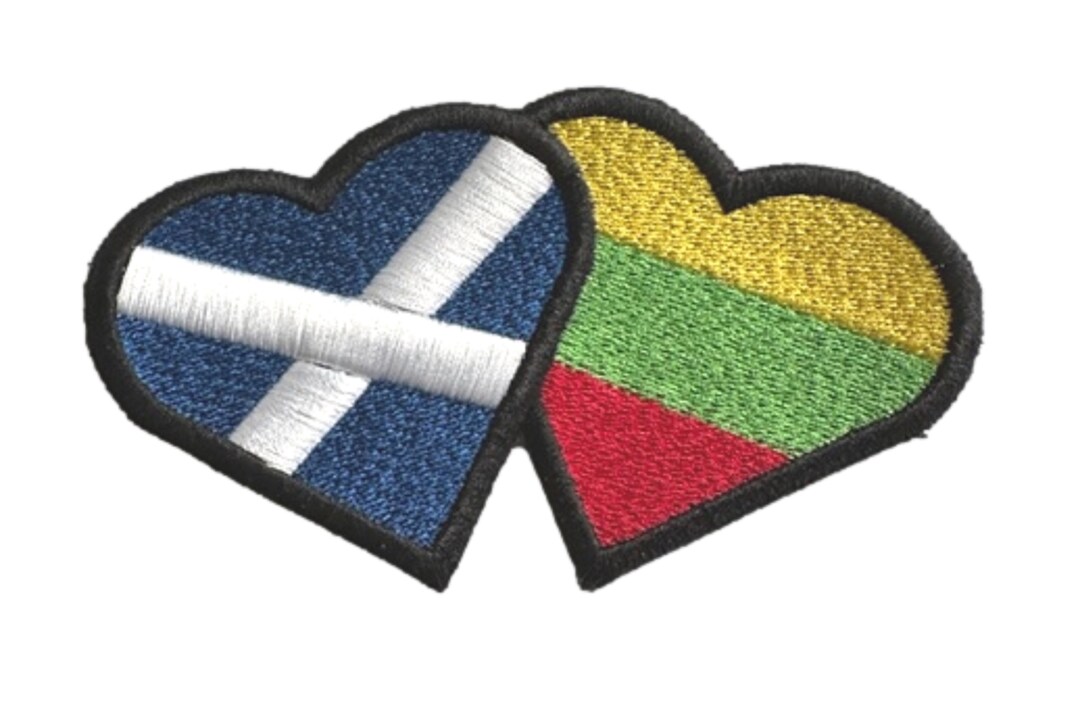 Scotland Saltire Flag and Lithuania Flag Heart Friendship Sew / Iron on ...