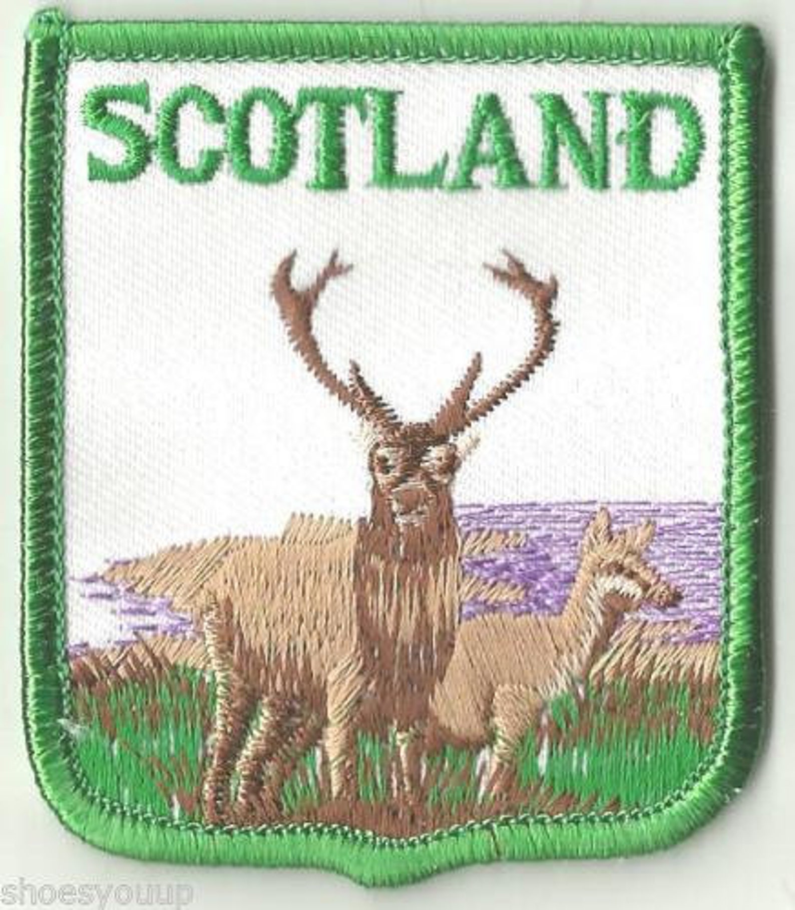 Scotland Stag & Deer Wildlife Scene Flag World Embroidered Patch Badge ...