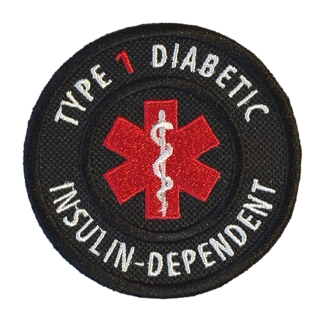 Medical Alert Embroidered Patches - Type 1 Diabetic - Insulin Dependent ...
