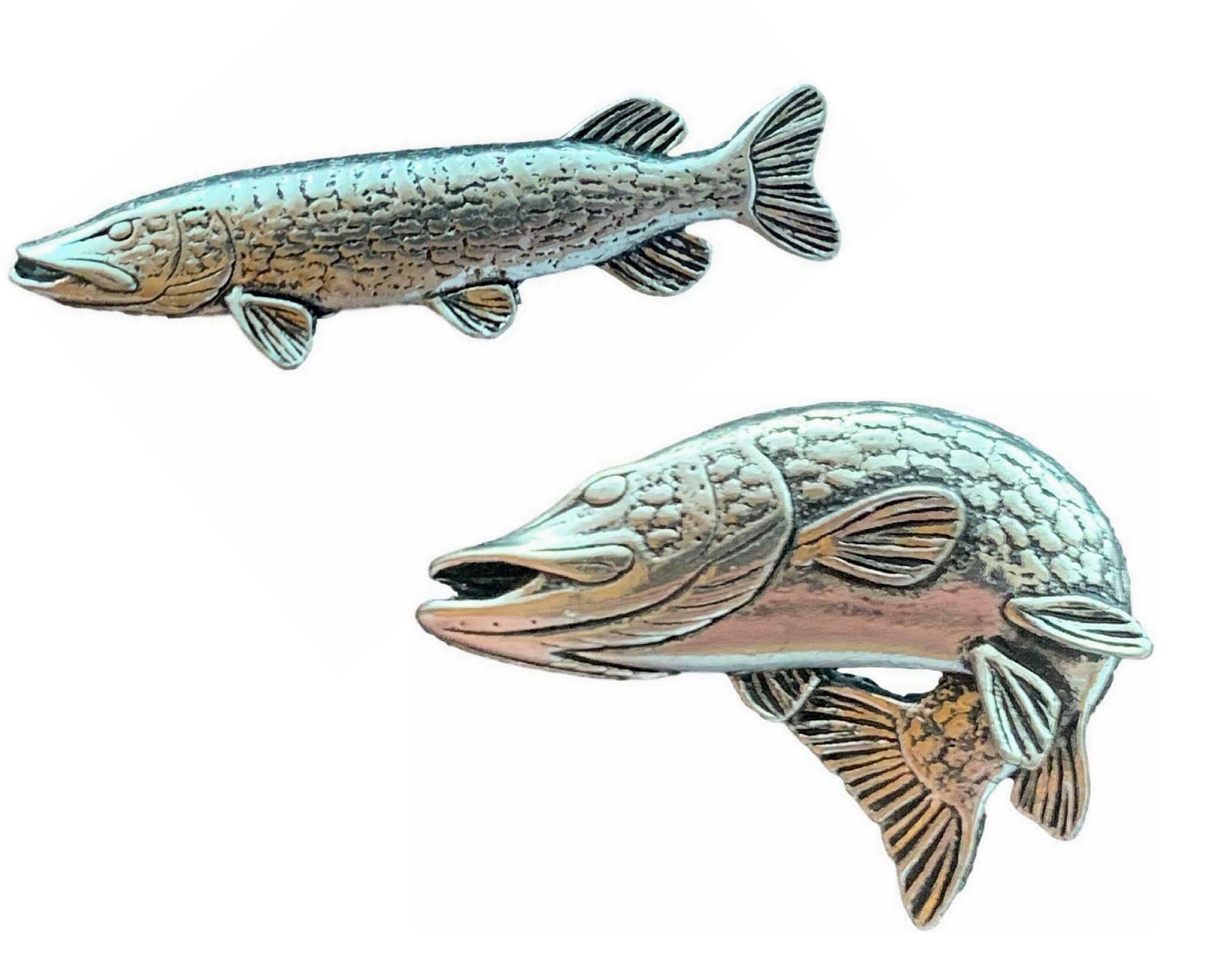 Set of 2 Pike Fish Handcrafted in English Pewter Badges TSB - Etsy UK
