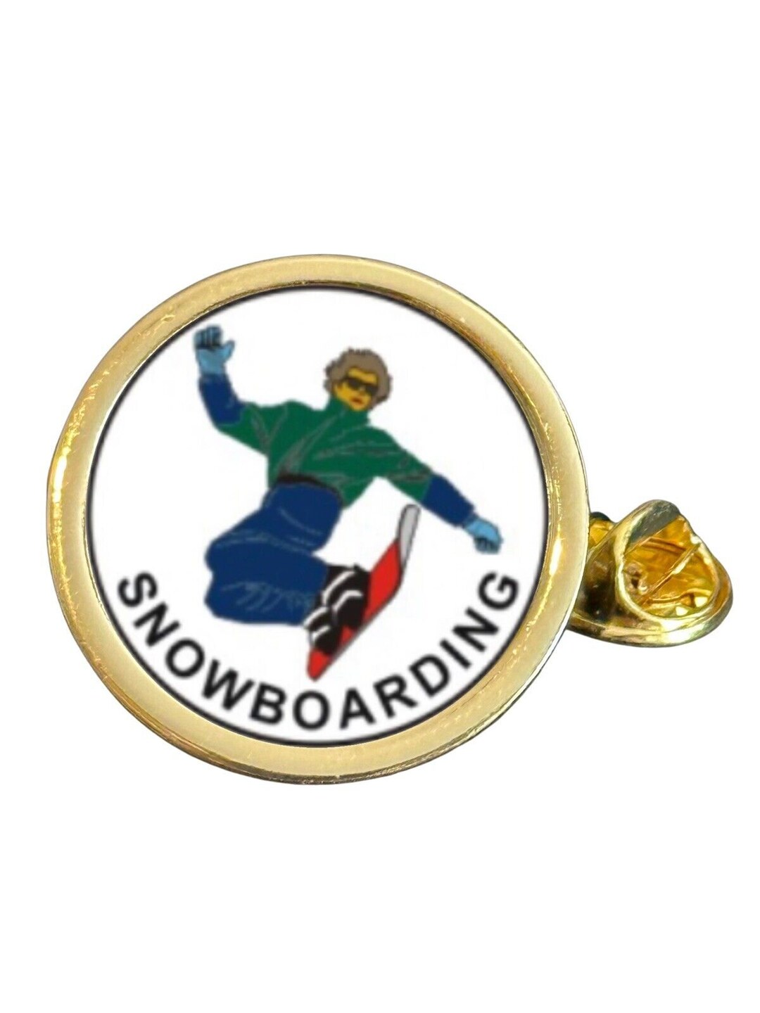 Snow Boarding Gold Plated Domed Lapel Pin Badge - Etsy