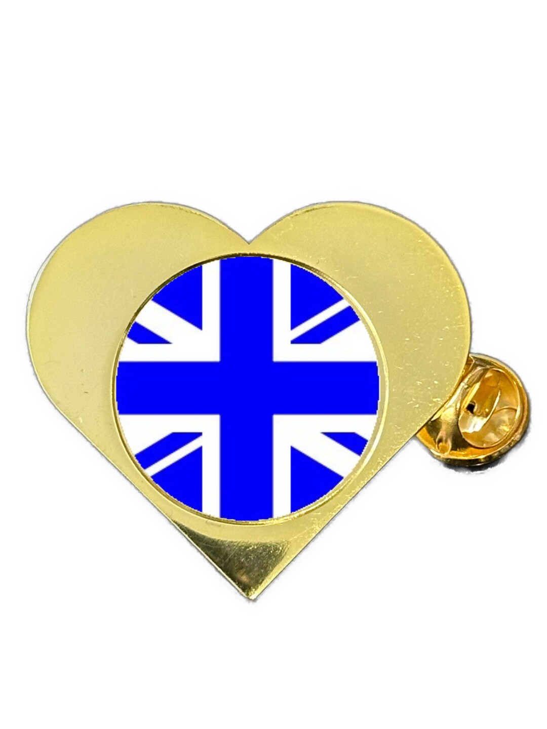 Blue Union Jack Gold Love Heart Lapel Pin Badge - Etsy