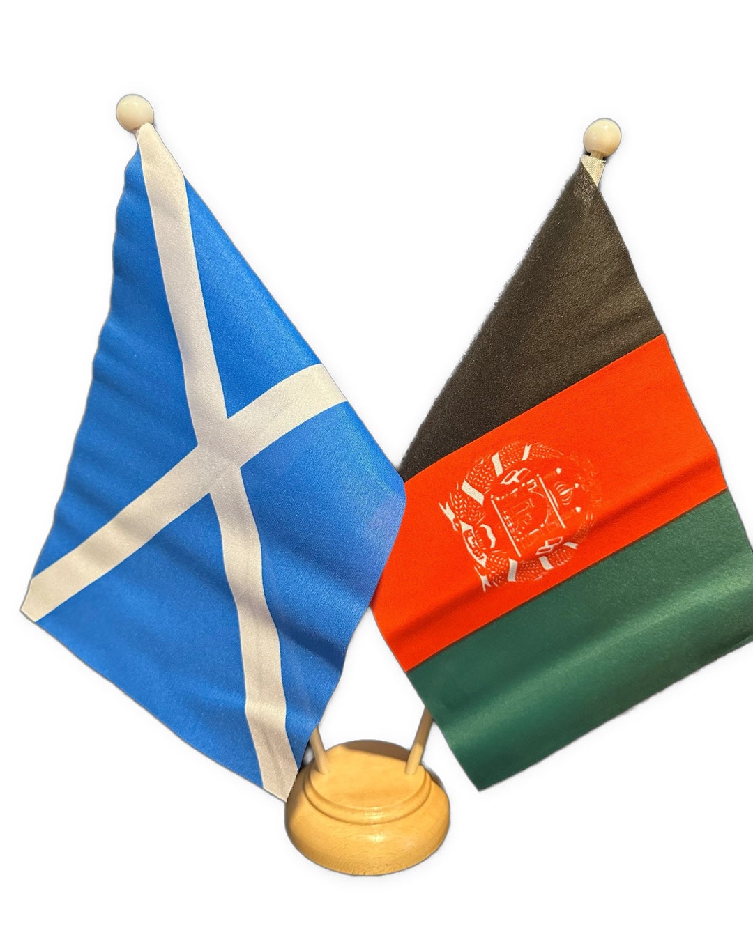 Scotland Light Blue Saltire & Afghanistan Tischfahnen Holzständer Set ...