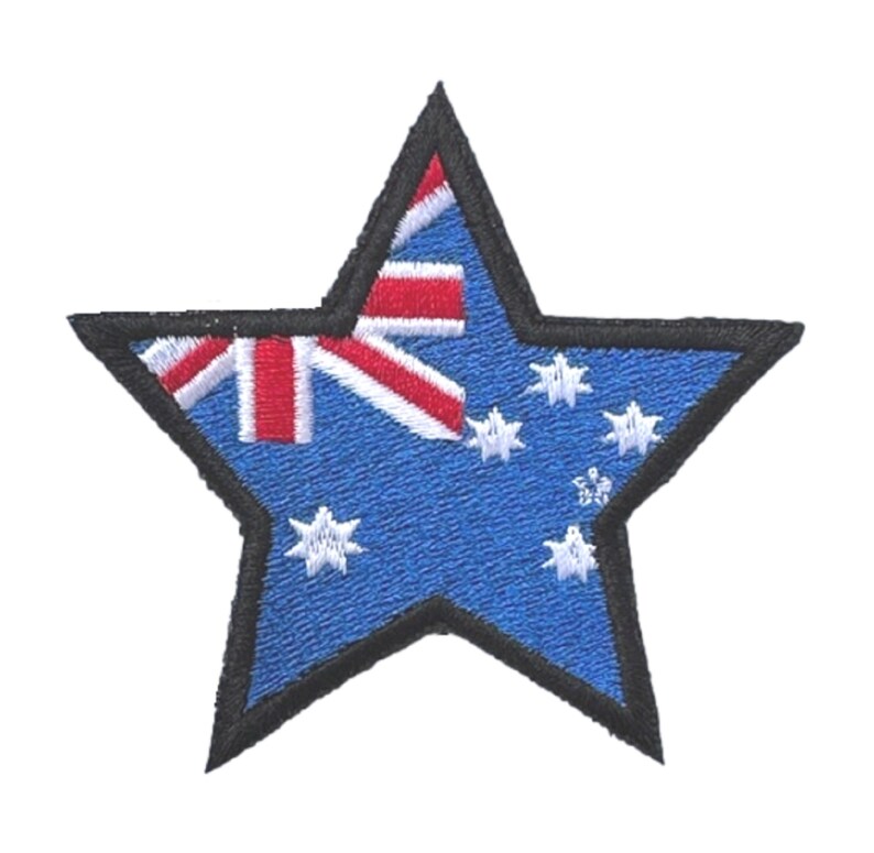 Australia Flag Star Shaped Fully Embroidered Sew / Iron on Patch Badge ...