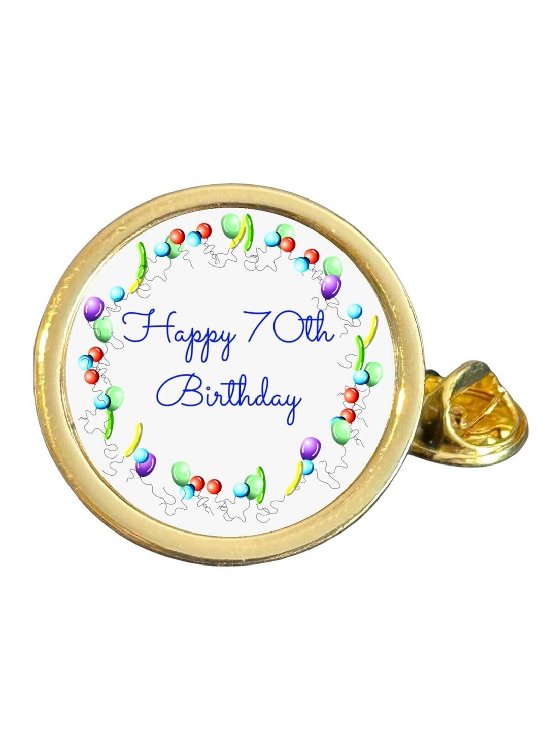 Happy 70th Birthday Gold Plated Domed Lapel Pin Badge in Bag - Etsy