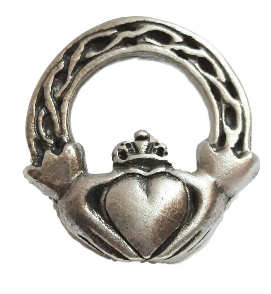 Claddagh Irish Handcrafted From English Pewter Lapel Pin Badge - Etsy