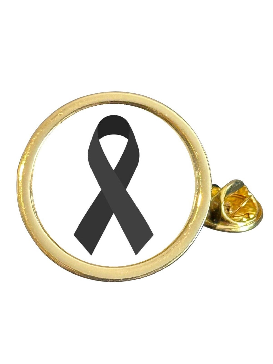 Black Mourning Ribbon Gold Plated Domed Lapel Pin Badge in Bag - Etsy