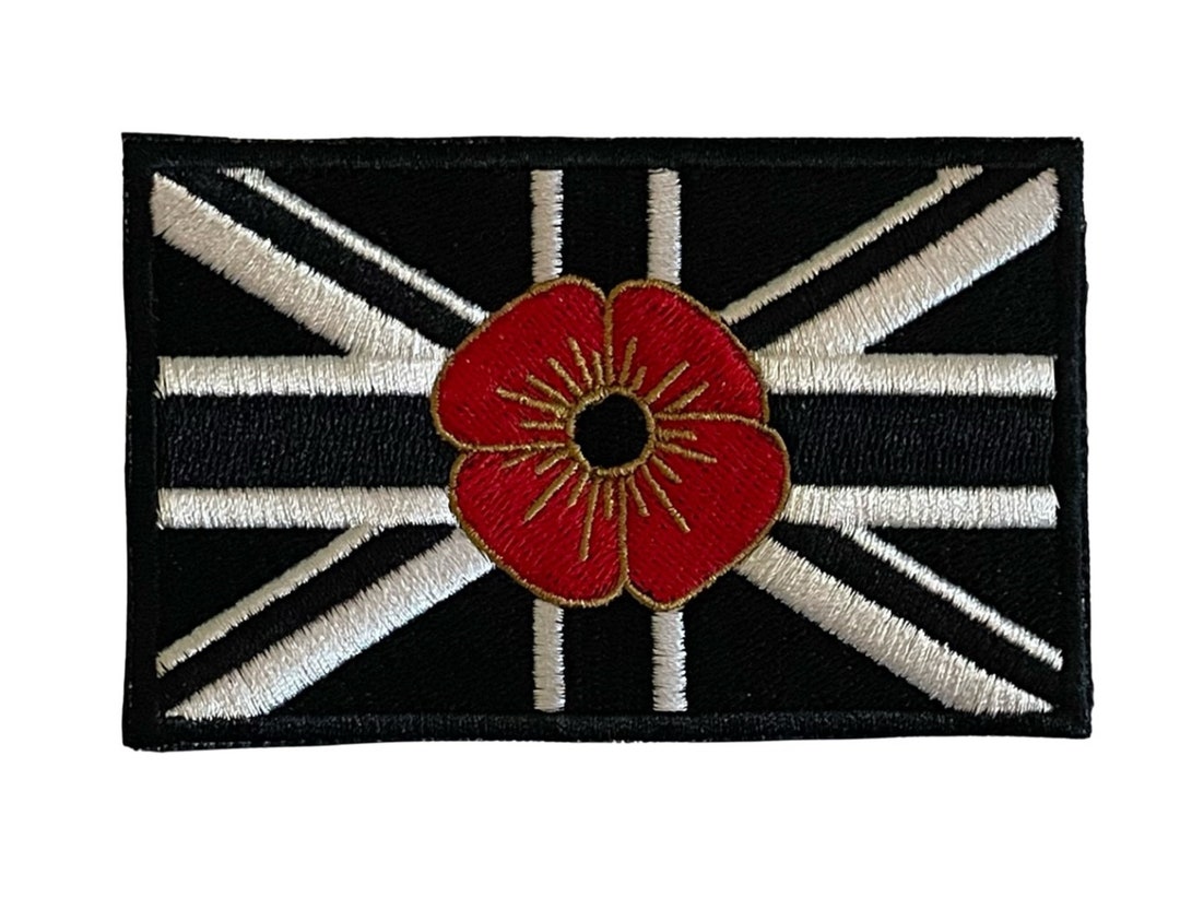 Black Union Jack Remembrance Day Embroidered Sew Iron on Patch Badge A ...