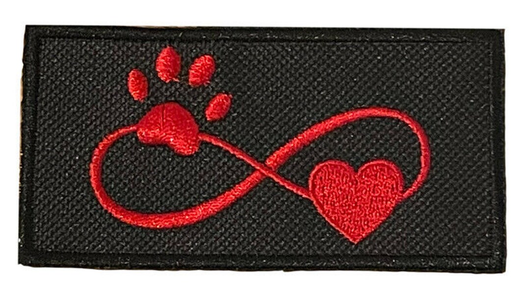 Infinite Love Pet Puppy Heart Paw Embroidered Sew or Iron on Patch (A ...