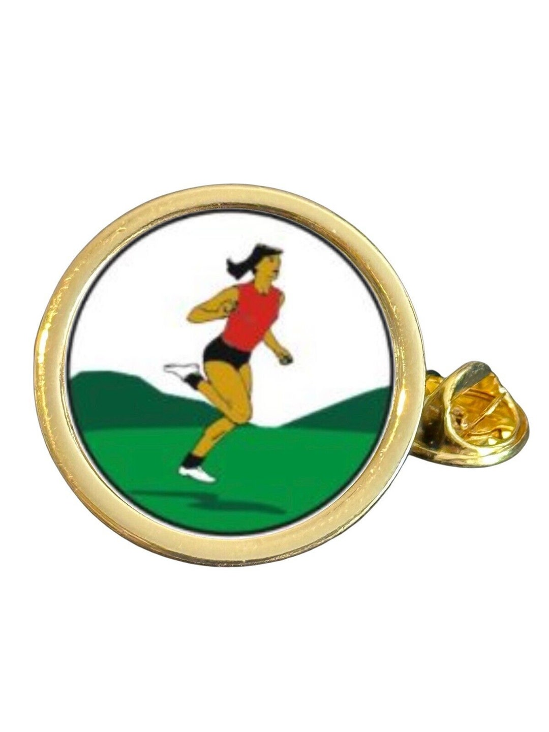 Female Cross Country Runner Gold Plated Domed Lapel Pin Badge - Etsy