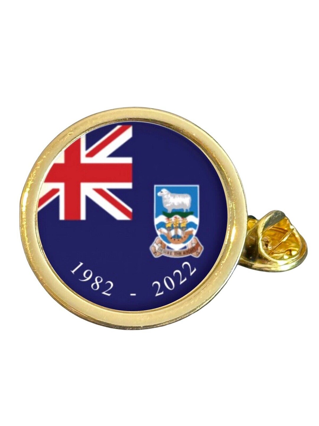 Falkland Islands 40th Anniversary Gold Plated Domed Lapel Pin Badge in ...