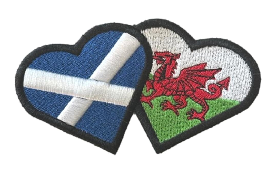 Scotland Saltire Flag and Wales Flag Heart Friendship Sew / Iron on ...