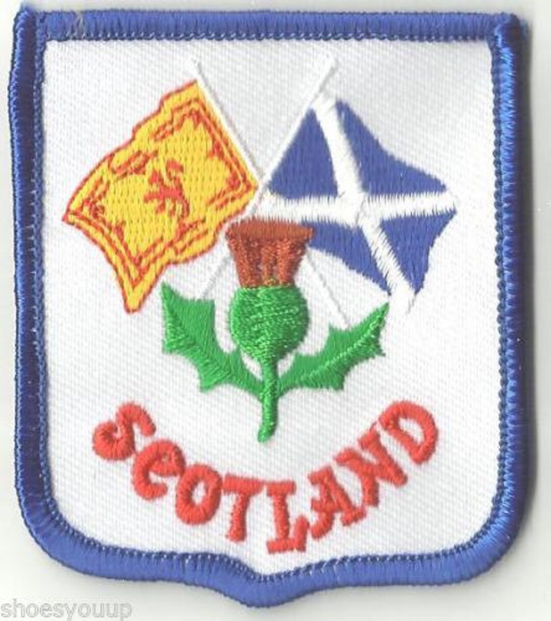 Scotland Thistle & Dual Flags Crest Flag World Embroidered Patch Badge ...