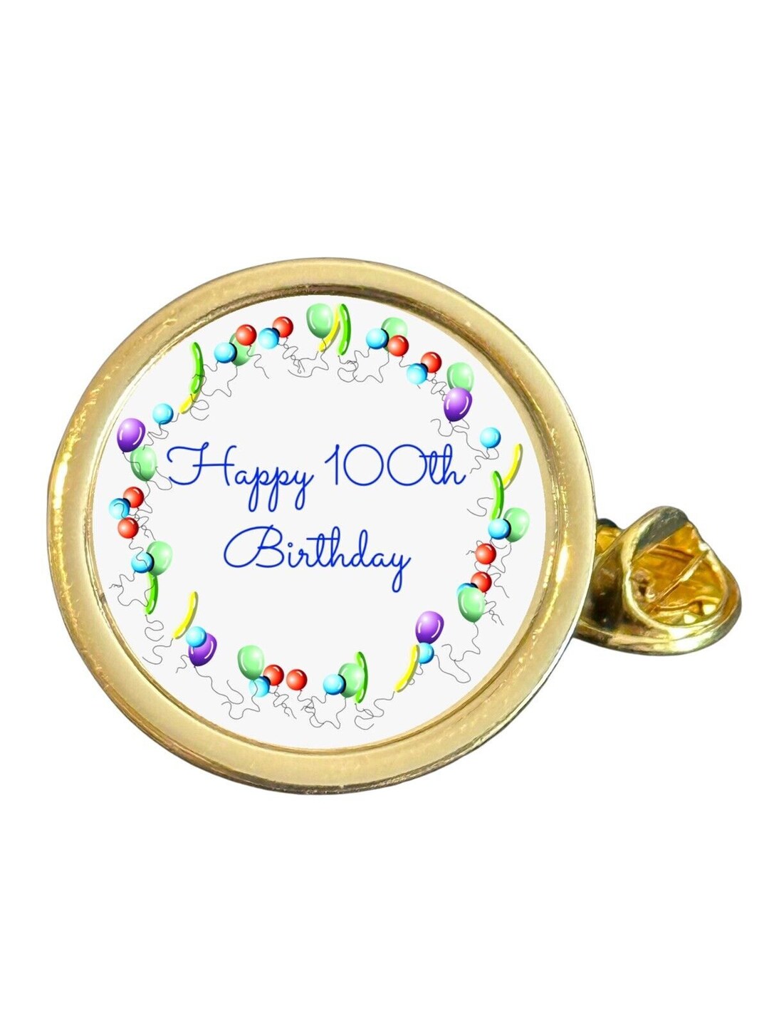 Happy 100th Birthday Gold Plated Domed Lapel Pin Badge in Bag - Etsy