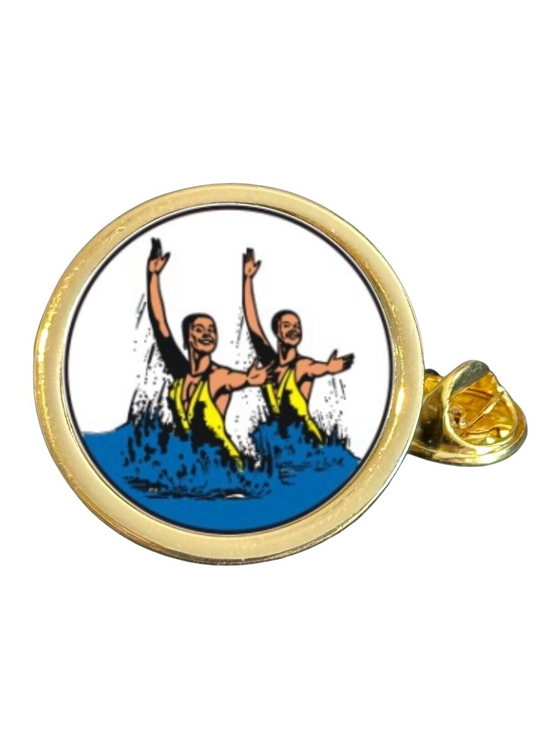 Synchronized Swimming Gold Plated Domed Lapel Pin Badge - Etsy