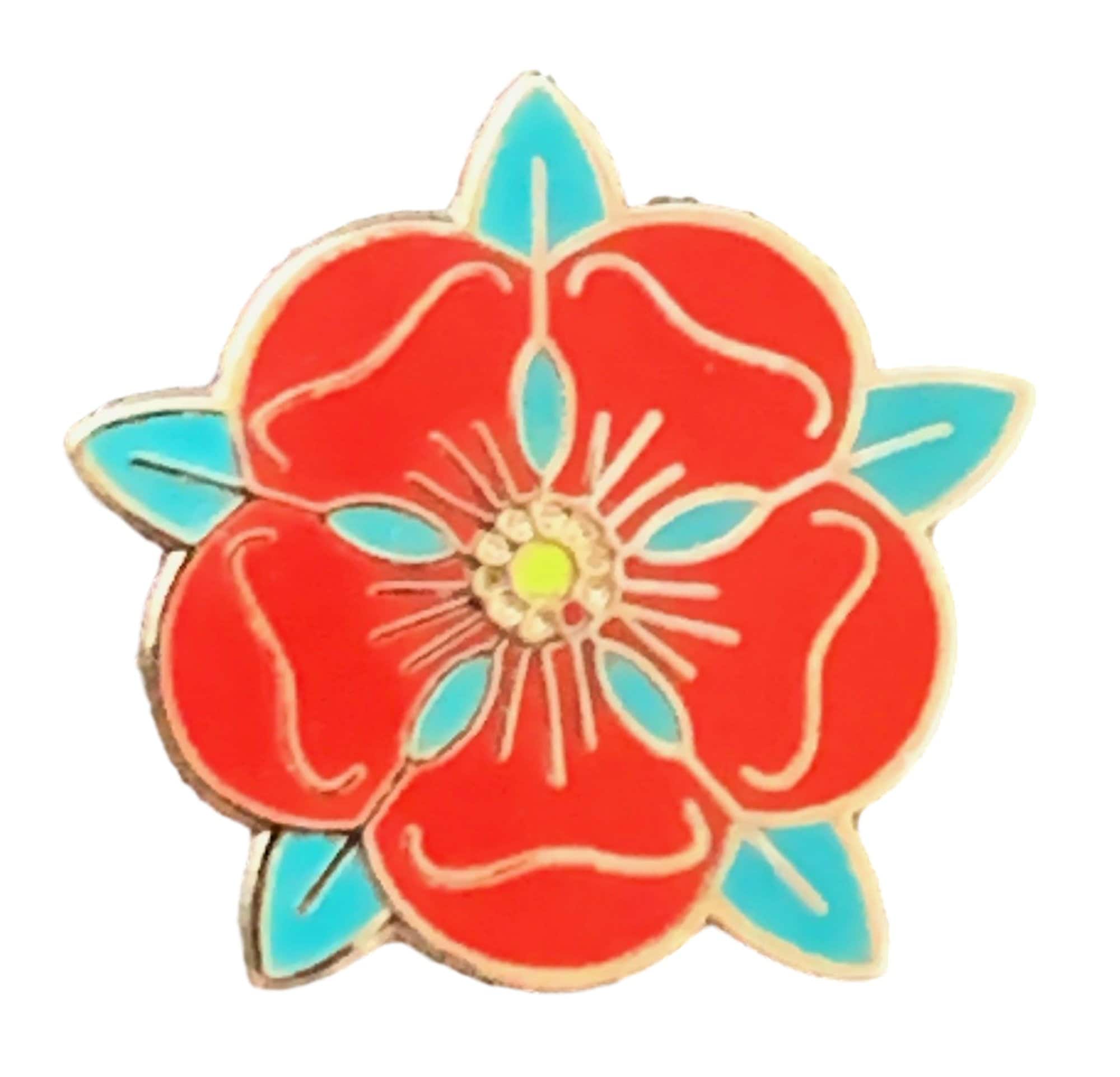 Small Lancashire Red Rose Enamel Lapel Pin Badge T091e Etsy 日本