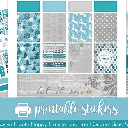 Printable Planner Stickers Winter Snowflake Weekly Kit for - Etsy