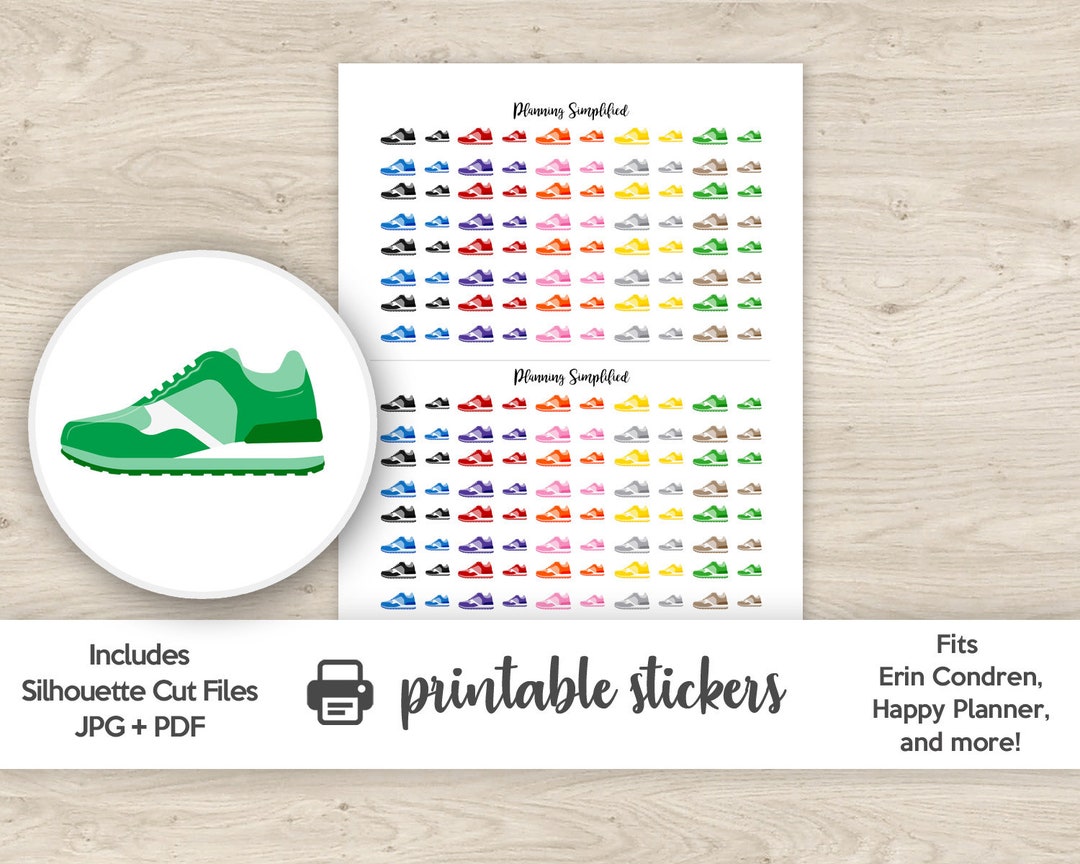 Printable Planner Stickers Sneakers / Athletic Shoes Functional ...