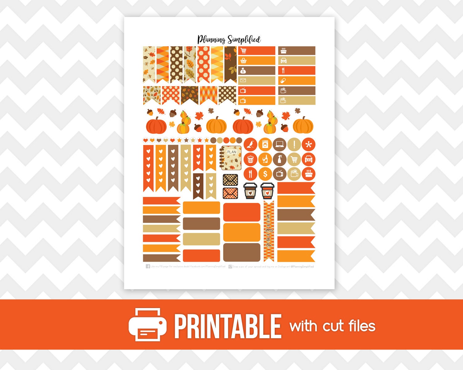 Printable Planner Stickers October / Fall / Autumn Weekly Kit - Etsy