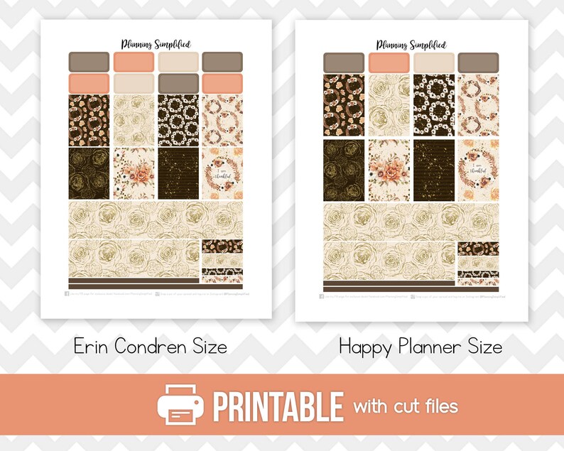 Printable Planner Stickers Rustic Autumn Floral November W/ | Etsy