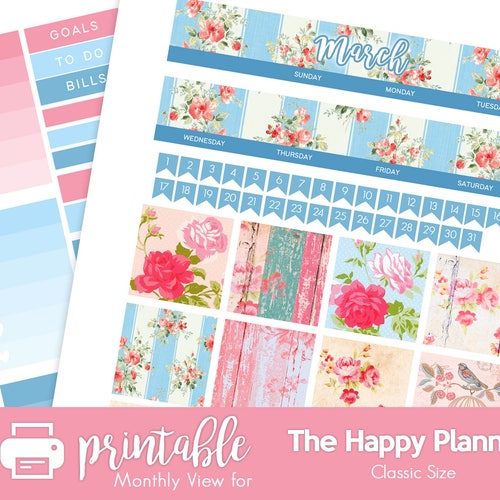 Big Happy Planner March Stickers Kit March Monthly Printable | Etsy
