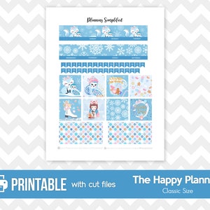 Printable Planner Sticker Snowy Winter Days January Monthly View Kit W ...