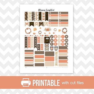 Printable Planner Stickers Rustic Autumn Floral November W/ Cut Files ...
