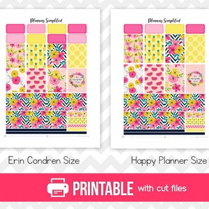 Printable Planner Stickers Bright Spring Floral Weekly Kit W/ Cut Files ...