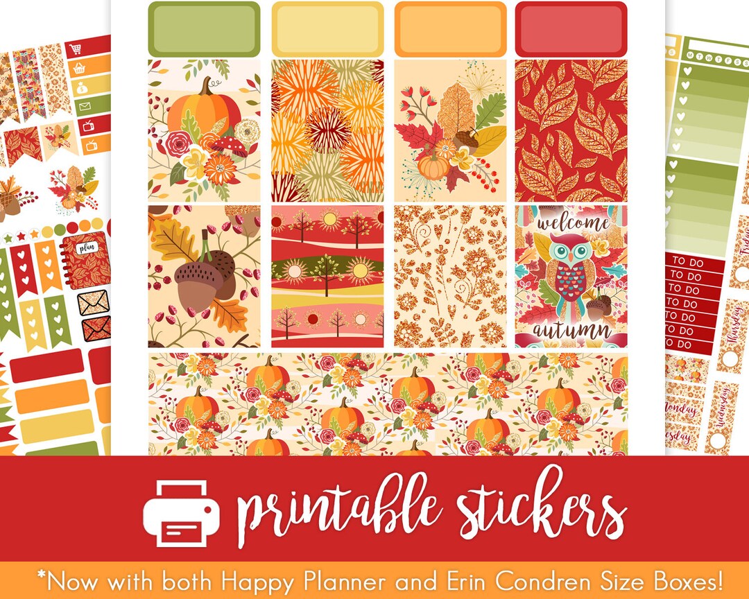 Printable Planner Stickers Earlyautumn Weekly Kit Perfect for August ...