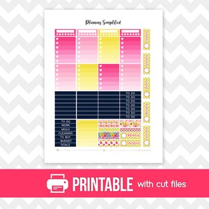 Printable Planner Stickers Bright Spring Floral Weekly Kit W/ Cut Files ...