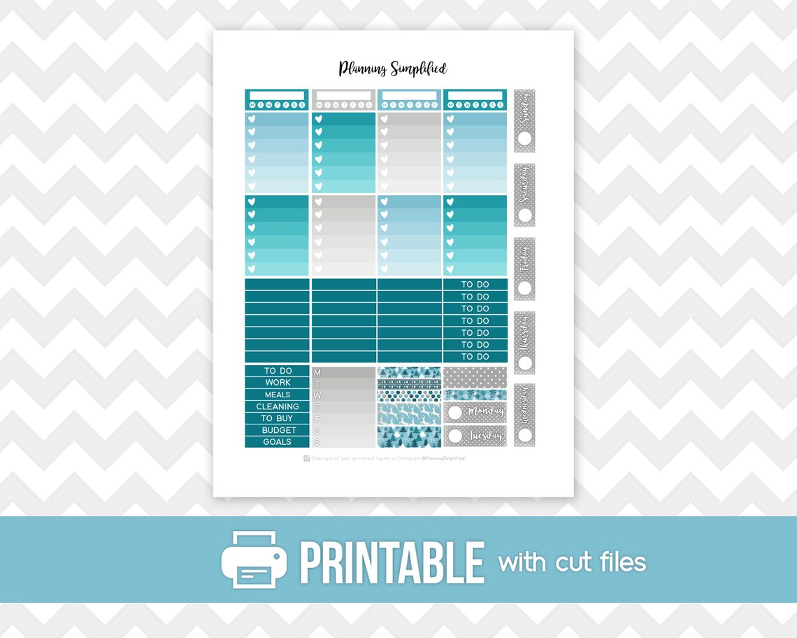 Printable Planner Stickers Let It Snow Weekly Kit W/ Cut - Etsy