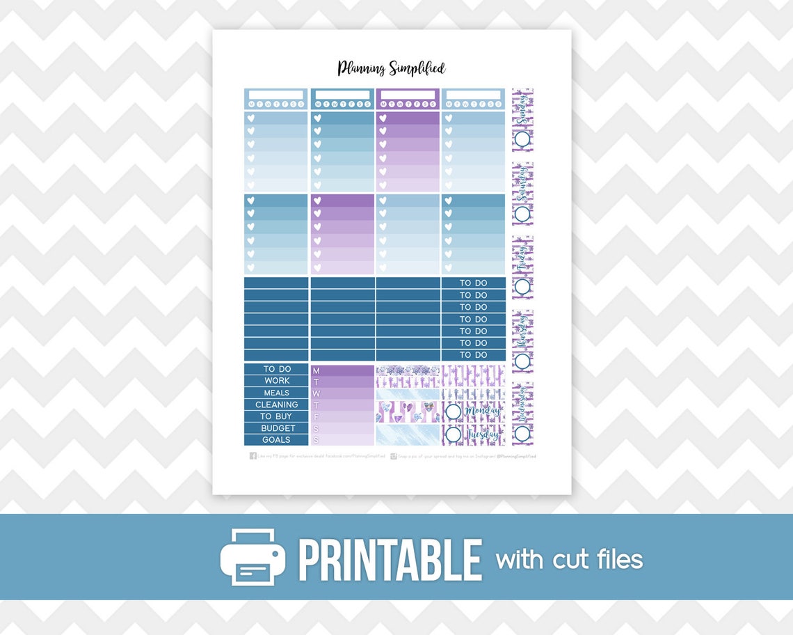 Printable Planner Stickers Winter Snowflake Weekly Kit for - Etsy