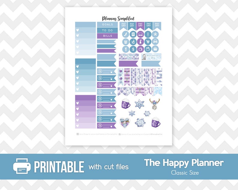 Printable Planner Stickers Winter Snowflake January Monthly - Etsy