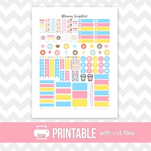 Printable Planner Stickers Donut Themed Weekly Kit W/ Cut Files for Use ...