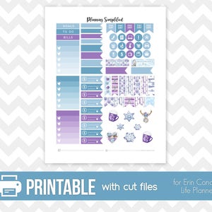 Printable Planner Stickers Winter Snowflake January Monthly View Kit W ...