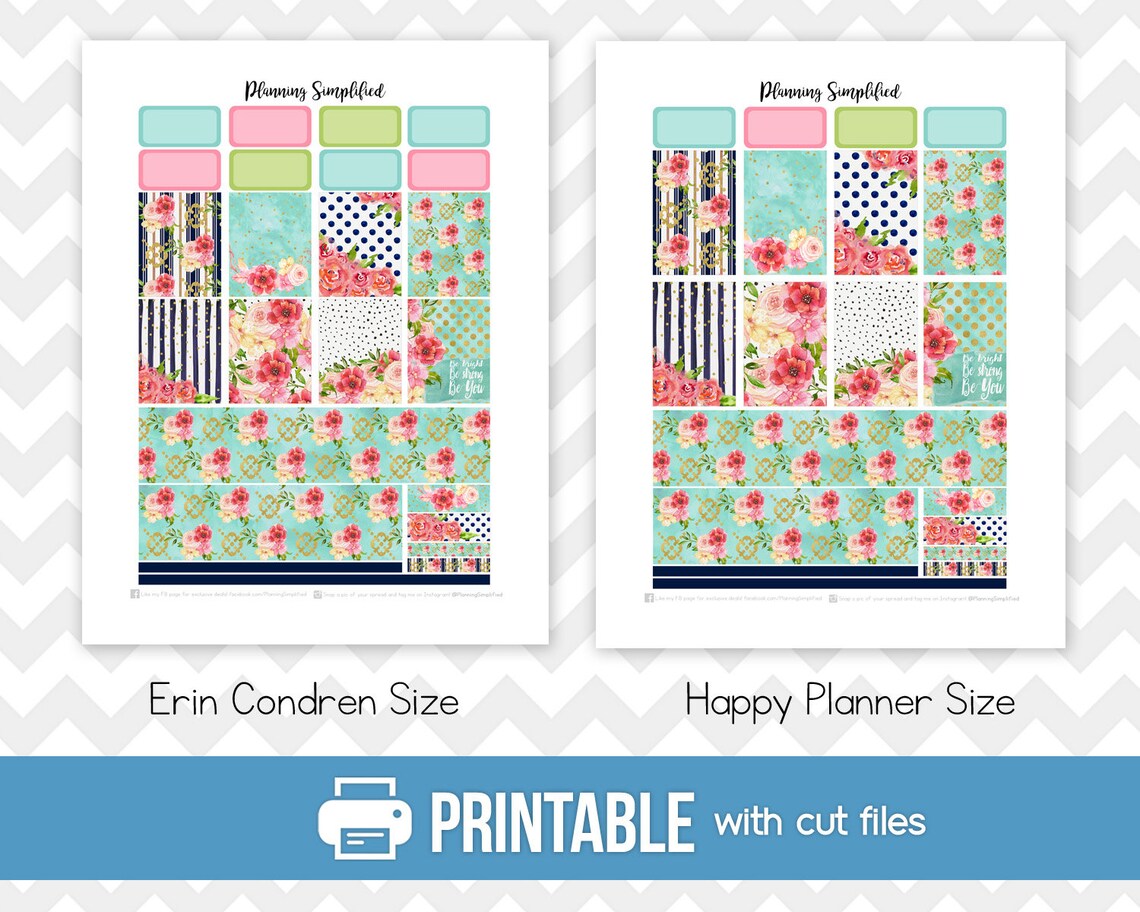 Printable Planner Stickers Spring Floral Weekly Kit for March | Etsy