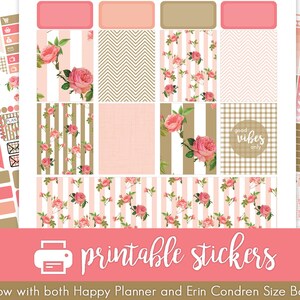 Printable Planner Stickers Rose & Gold Weekly Kit Shabby Chic / Floral ...